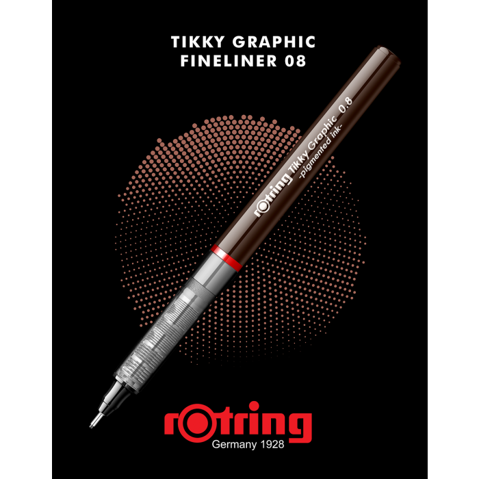 Liner Calibrat cu Tus Rotring Tikky Graphic 0.4 mm Black ⭐️